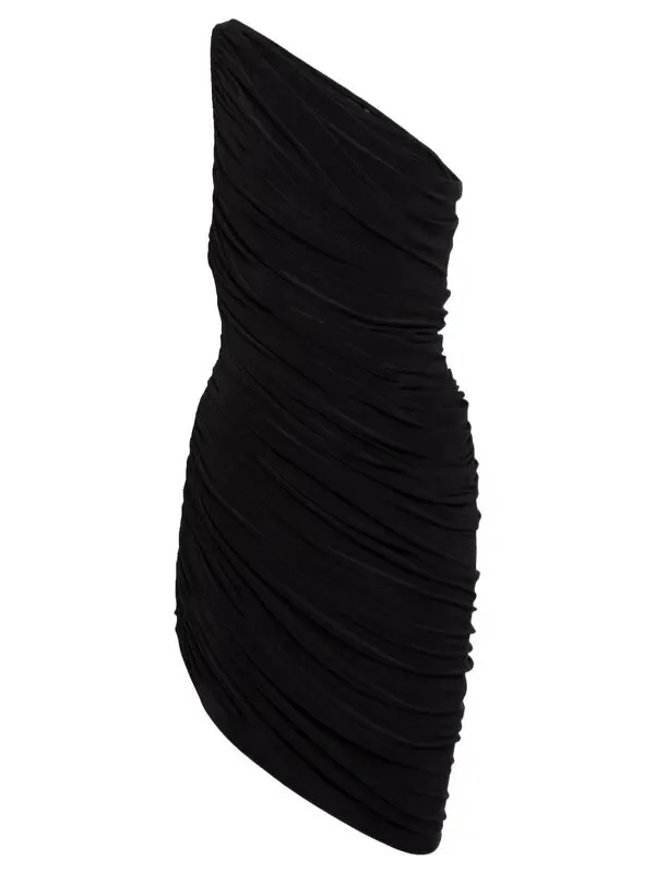 Norma Kamali Diana Asymmetrical Ruched One-shoulder Mini Dress - Black