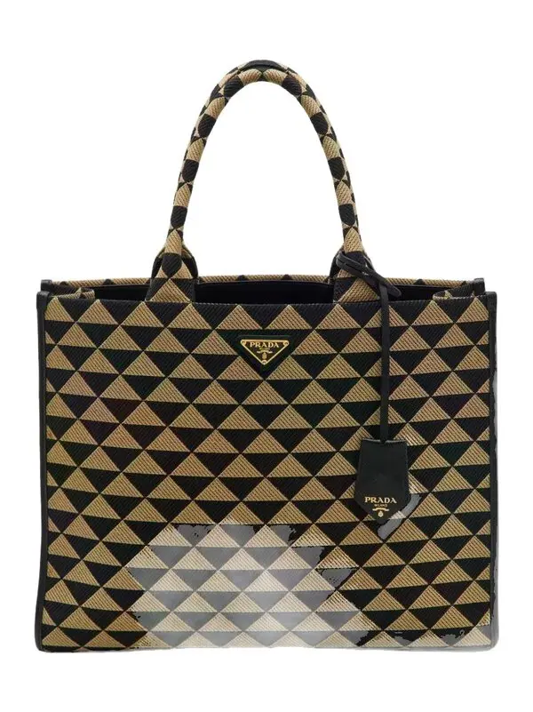 Prada Triangolo Symbole Saffiano Leather Tote Bag - Black