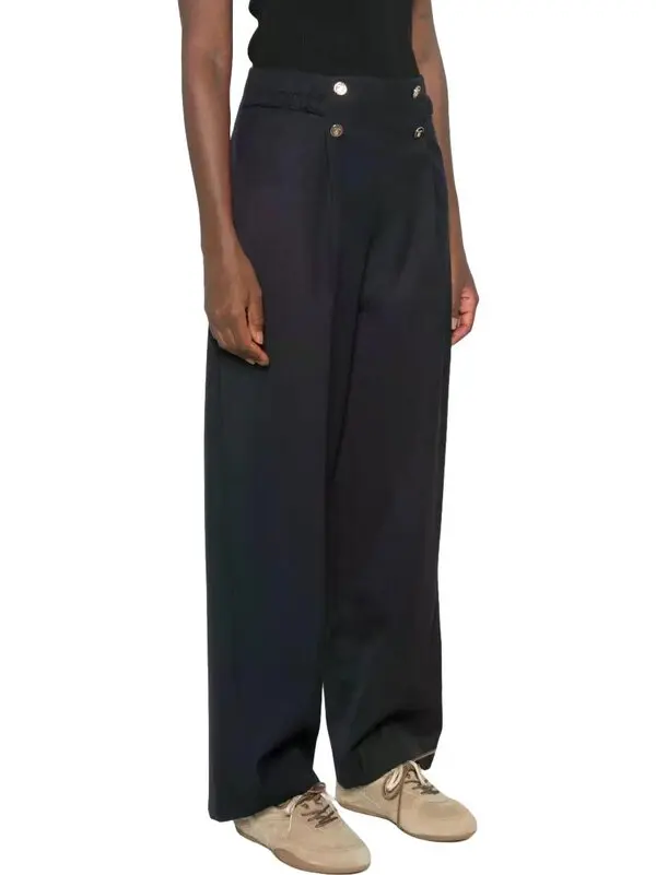Sandro Winslow Button-embellished Wide-leg Trousers - Blue
