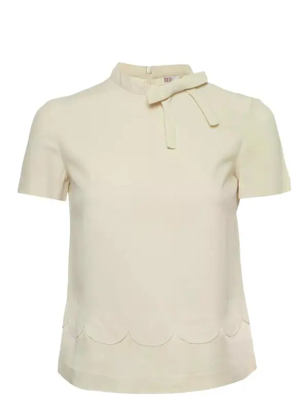 Chloé Red Scalloped-hem Bow-detail Blouse - Neutrals