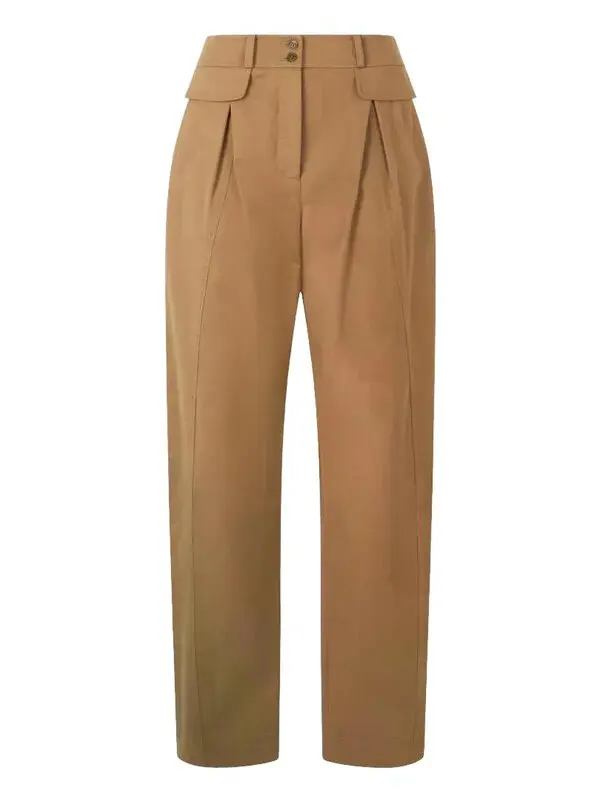 Alberta Ferretti Pleated Straight-leg Trousers - Brown