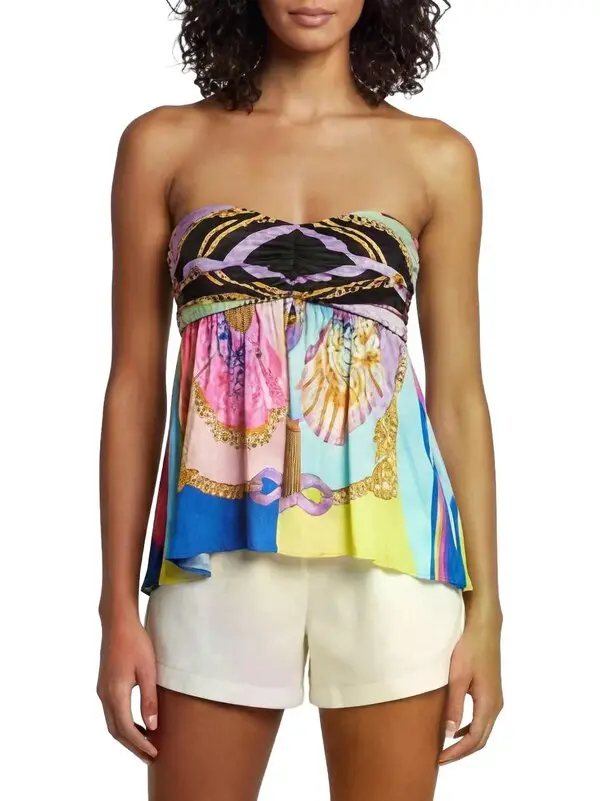Versace Ventagli Print Flared Mini Skirt - Blue