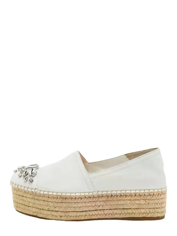Miu Miu Crystal-embellished Platform Espadrilles - White