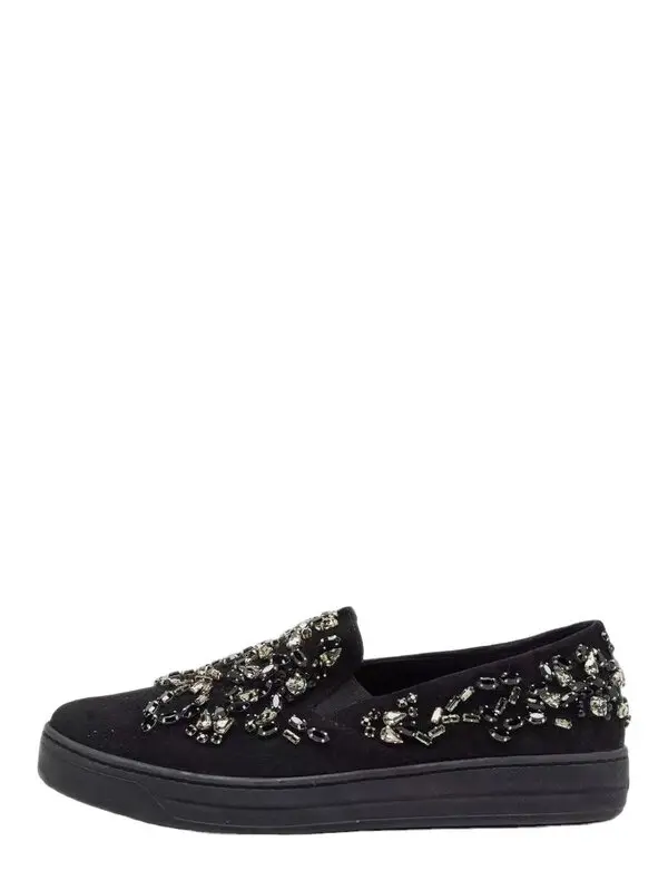 Prada Crystal-embellished Slip-on Sneakers - Black