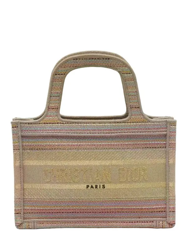 Dior 2021 Mini Book Embroidered Tote Bag - Neutrals