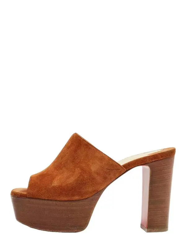 CHRISTIAN LOUBOUTIN Suede Platform Block-heel Sandals - Brown
