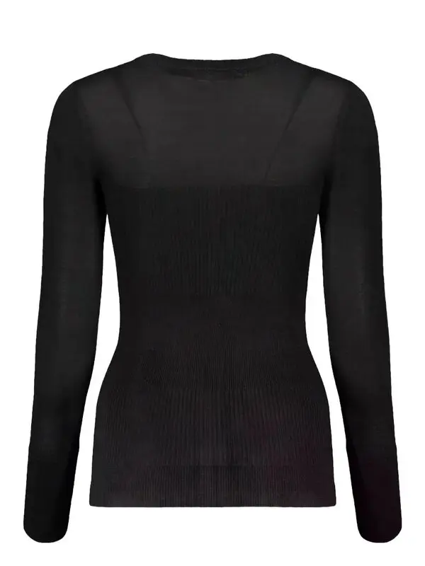 MOORER Ribbed-knit Long-sleeved T-shirt - Black