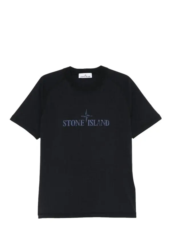 Stone Island Logo Printed Crewneck T-shirt - Blue
