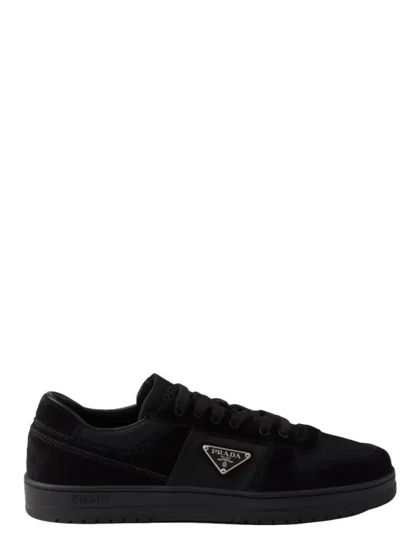 Prada Downtown Re-nylon And Suede Lace-up Sneakers - Black