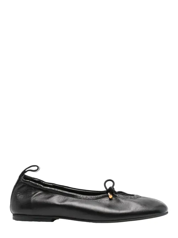ALOHAS Square-toe Ballet Flats In Smooth Grain Calf Leather - Black