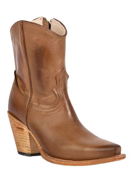 FREEBIRD Distressed Leather Zip-up Booties - Beige