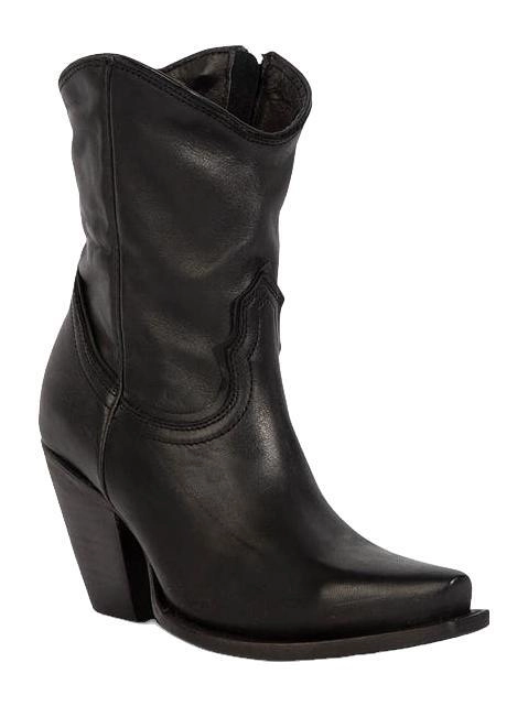 FREEBIRD Distressed Leather Zip-up Booties - Black