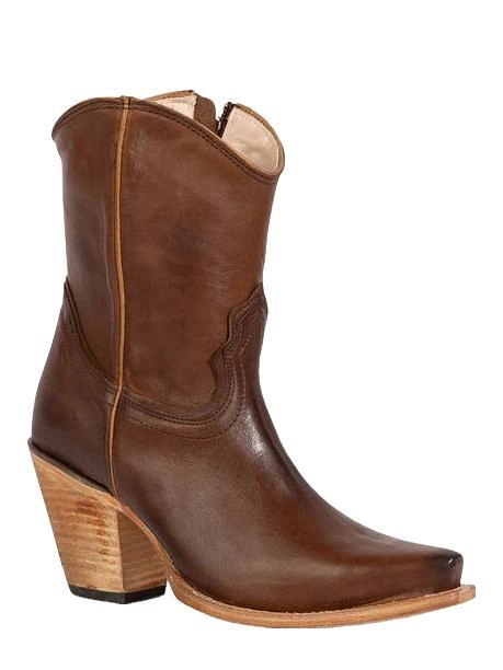 FREEBIRD Distressed Leather Zip-up Booties - Brown
