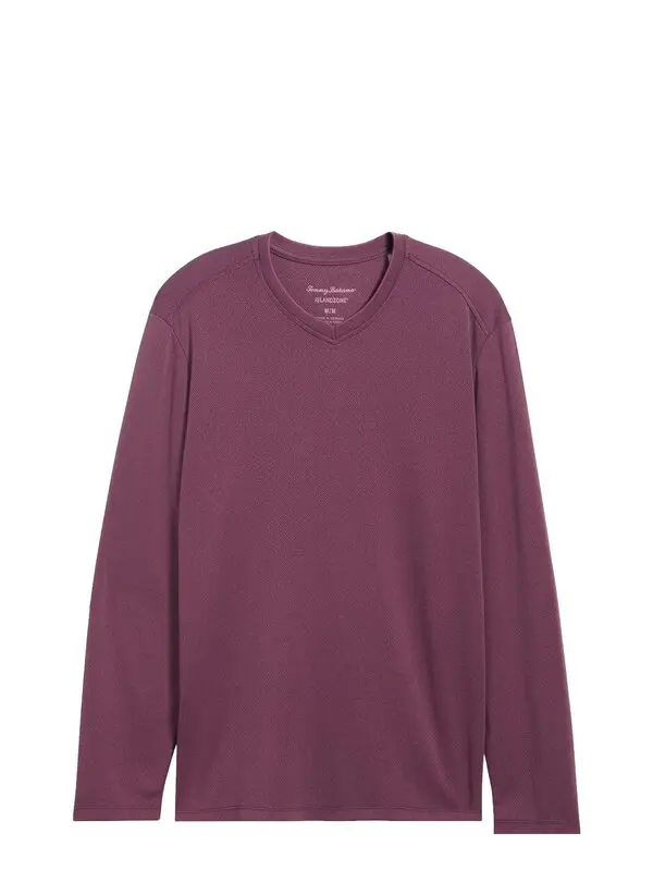 Tommy Bahama Keyport Diamond Long Sleeve V-neck Islandzone® T-shirt - Shadow Plum