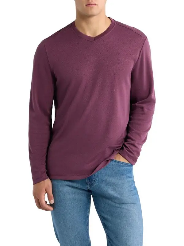 Tommy Bahama Keyport Diamond Long Sleeve V-neck Islandzone® T-shirt - Shadow Plum