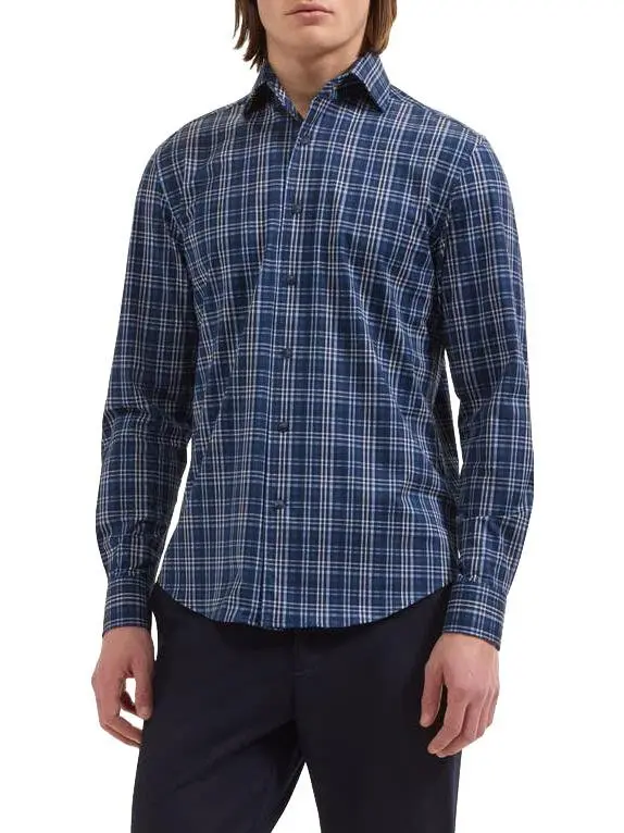 Bugatchi Devon Plaid Long Sleeve Button-up Shirt - Navy