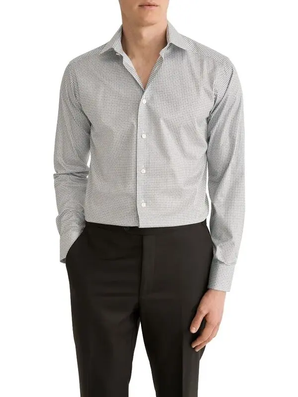 Eton Slim Fit Micro Print Cotton Shirt - Medium Brown
