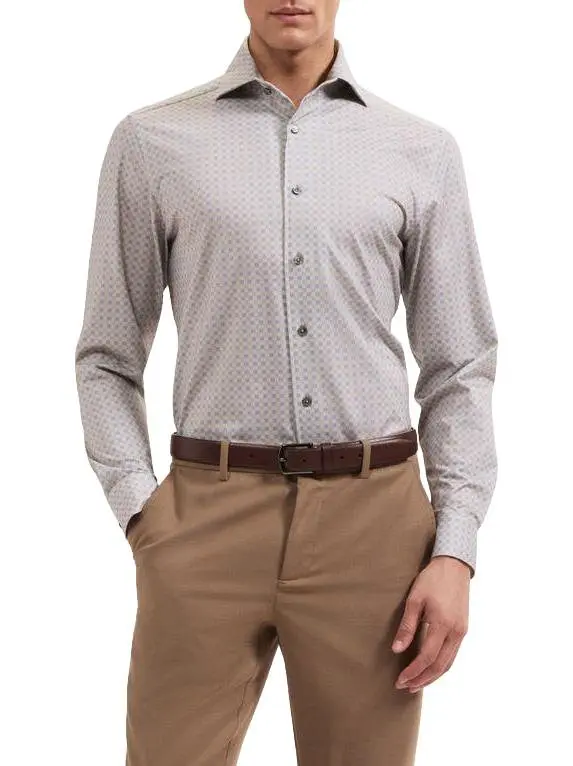 Bugatchi Devon Ooohcotton Stretch Shirt - Sand