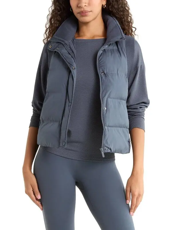 Zella Rib Trim Puffer Vest - Navy Armada