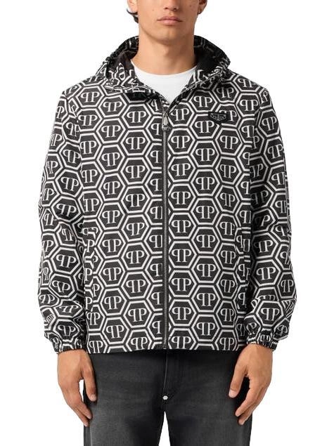 Philipp Plein Monogram Zip-up Hooded Jacket - Black