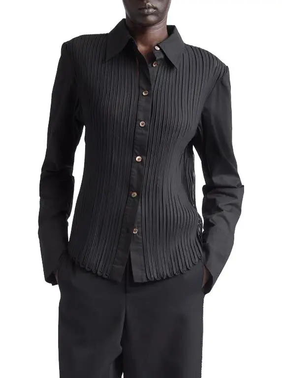 DIOTIMA Mito Bias Tape Cotton Button-up Shirt - Black