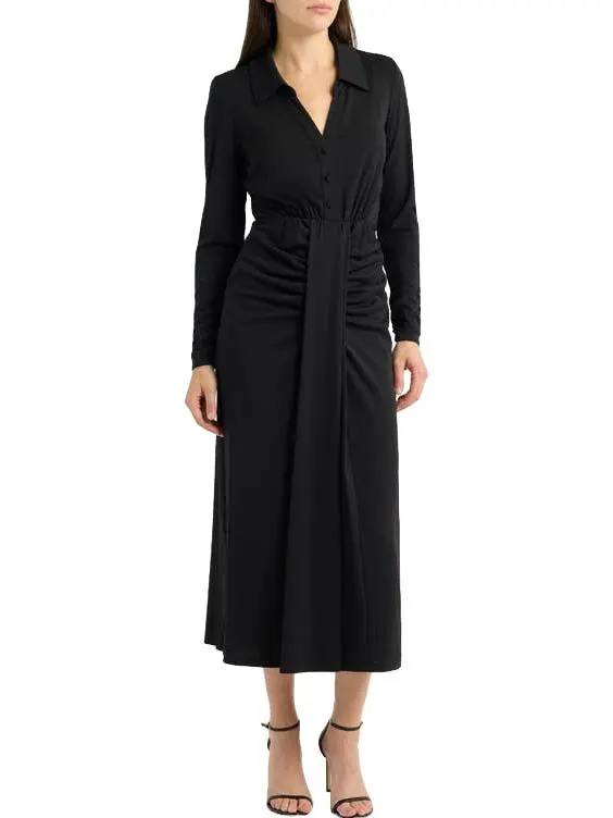 Julia Jordan Ruched Midi Dress - Black