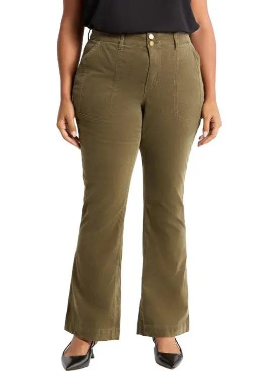 Wit & Wisdom Corduroy Flare Leg Pants - Forest Moss