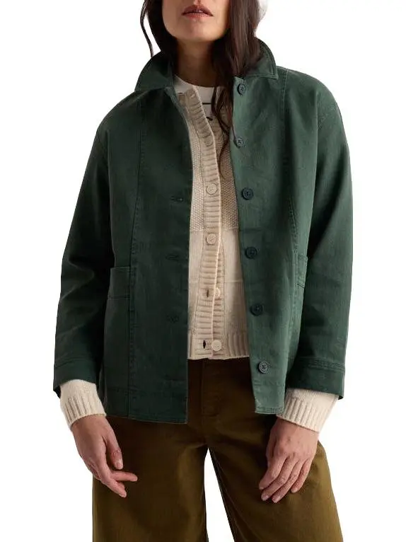 SEASALT CORNWALL Croplands Herringbone Organic Cotton Jacket - Coppice