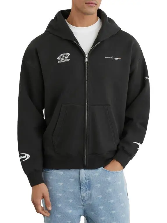 REISS X Mclaren Formula 1 Graphic Hoodie - Washed Black