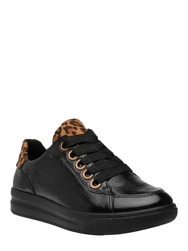 ARA Flora Leather Lace-up Platform Sneakers - Black 1