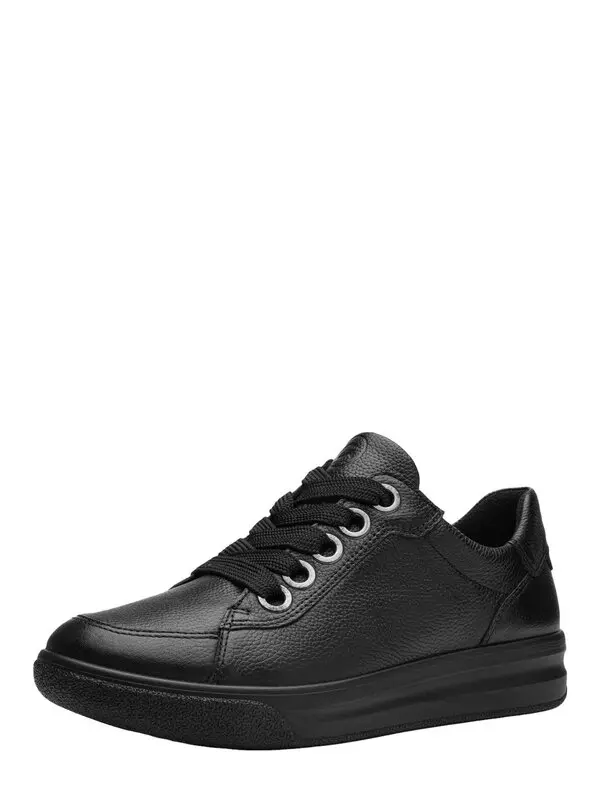 ARA Flora Leather Lace-up Platform Sneakers - Black
