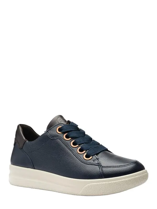 ARA Flora Leather Lace-up Platform Sneakers - Blue