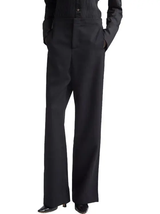 DIOTIMA Trine" Embroidered Wool Wide-leg Pants - Black