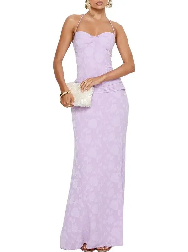 Princess Polly Halter Corset Maxi Dress - Lilac