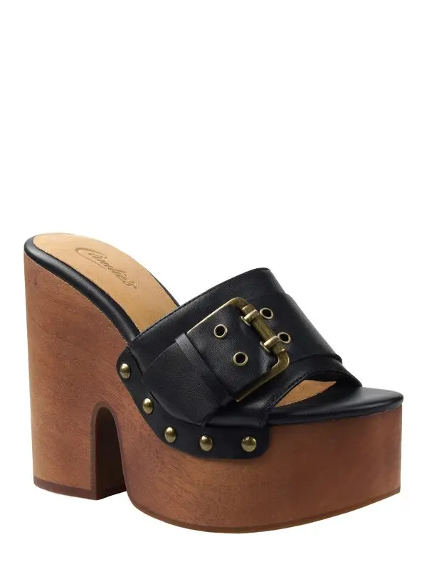 CANDIE'S Platform Slide Sandal With Buckle Detail - Blklt