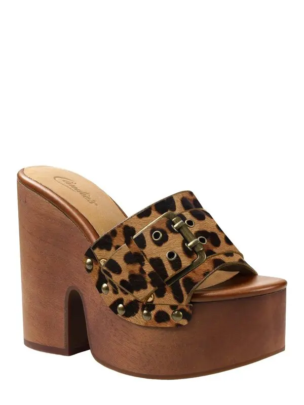 CANDIE'S Platform Slide Sandal With Buckle Detail - Leopard