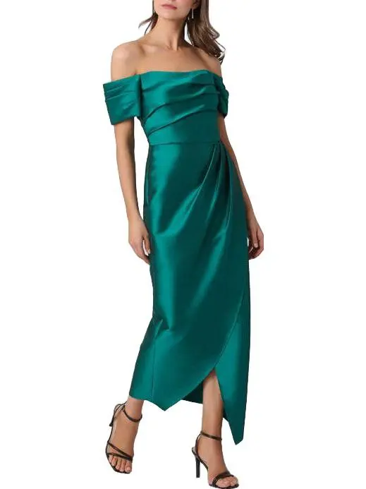 Shoshanna Satin Mikado Crowley Dress - Emerald