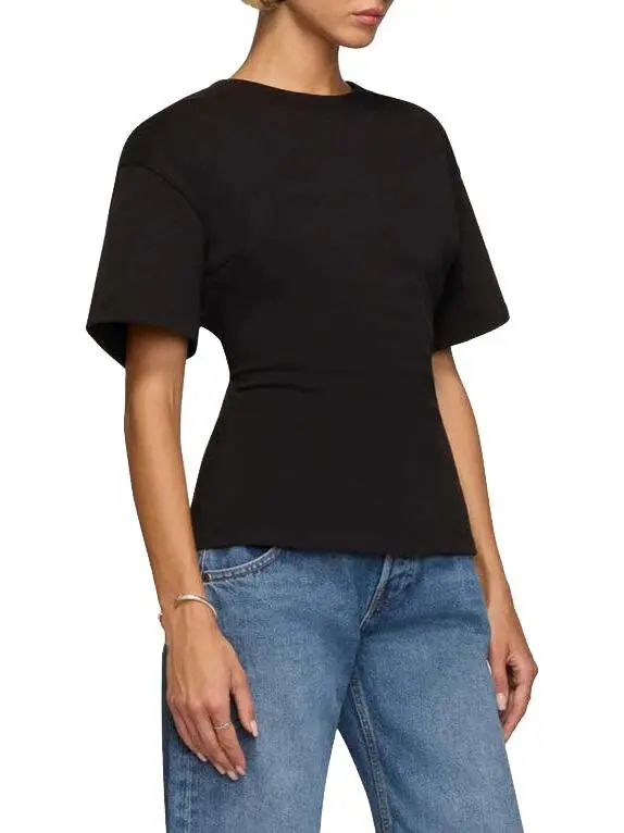 EB DENIM Structured Cotton T-shirt - Tar