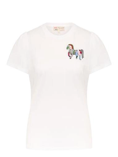MAISON COMMON Cotton T-shirt With Embroidery - Zebra Motif
