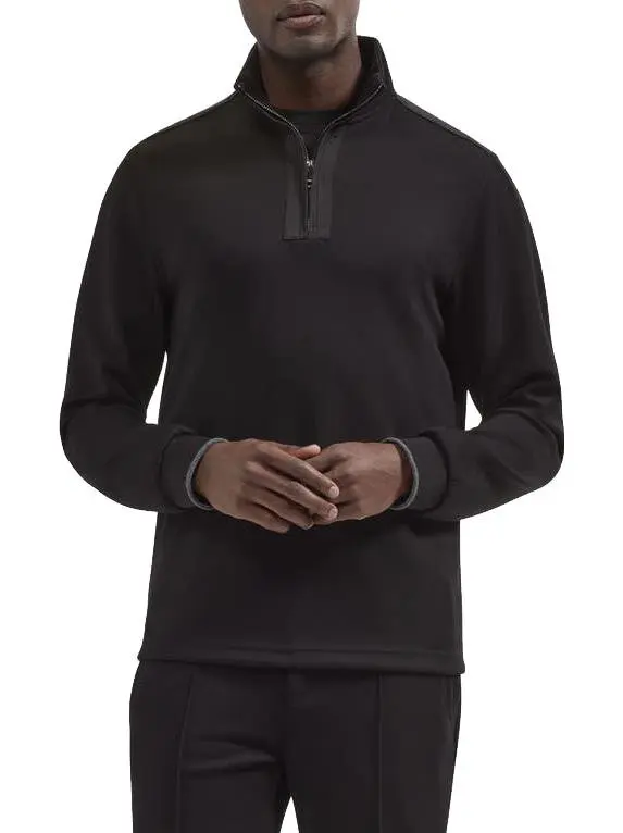 Bugatchi Soft Touch Quarter Zip Pullover - Black