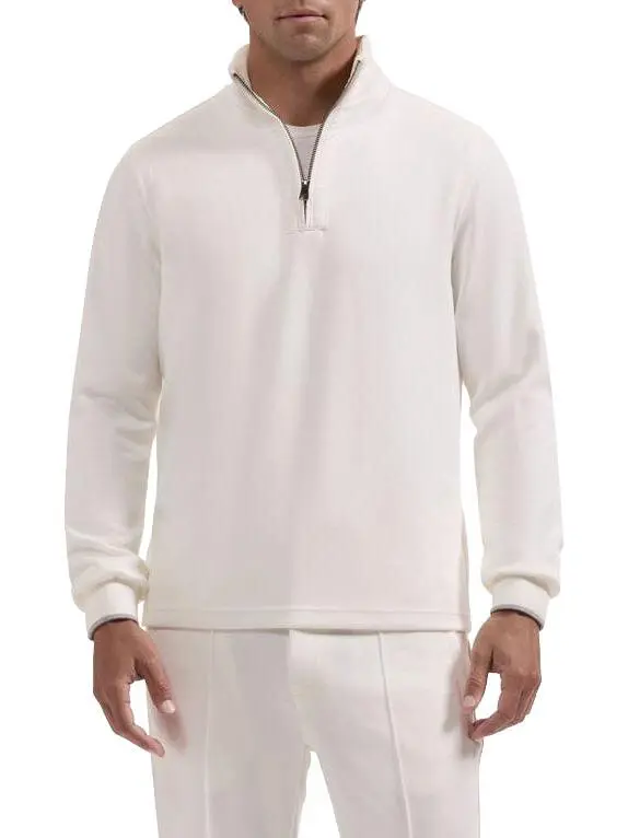 Bugatchi Soft Touch Quarter Zip Pullover - Chalk