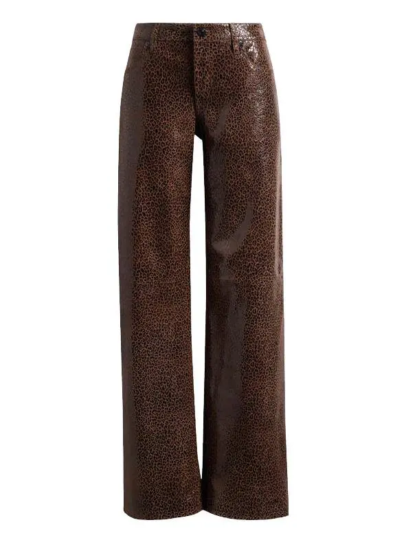 FRAME Printed Leather Wide Leg Pants - Glossy Leopard