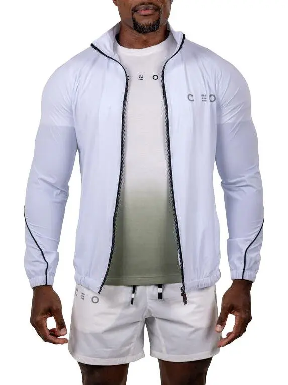 MACEOO Performance Full Zip Athletic Jacket - White