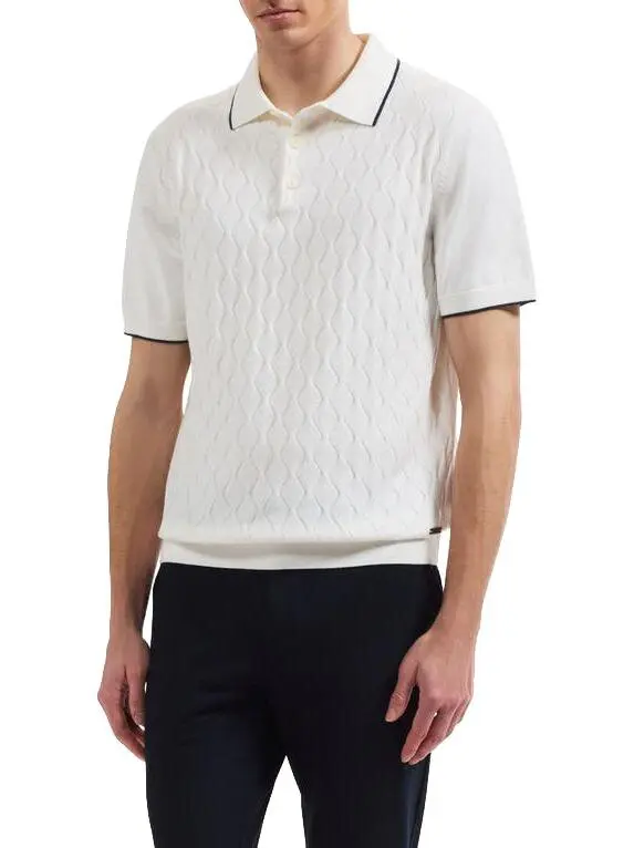 Bugatchi Argyle Short Sleeve Polo Sweater - Chalk