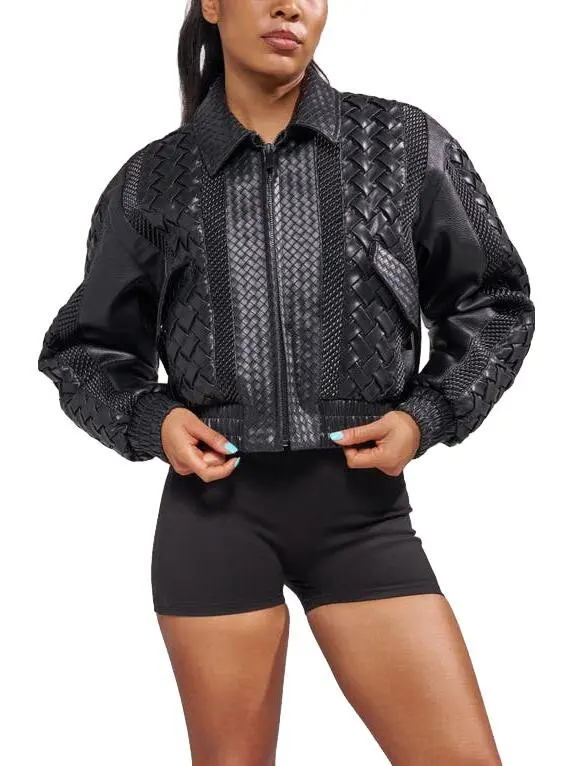 AZALEA WANG Alonso Leather Bomber Jacket - Black