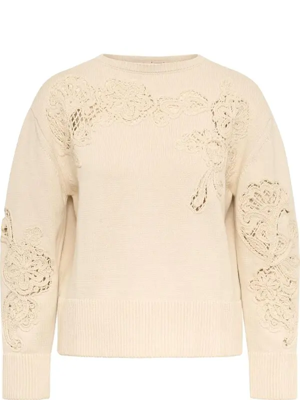 MAISON COMMON Embroidered Cotton Pullover - Sand