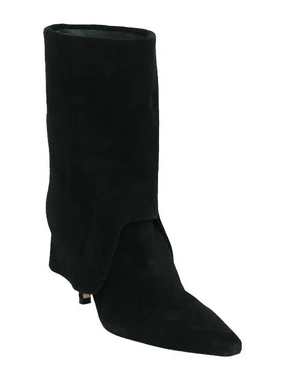 Cinq À Sept Anita Foldover Pointed Toe Suede Bootie - Black