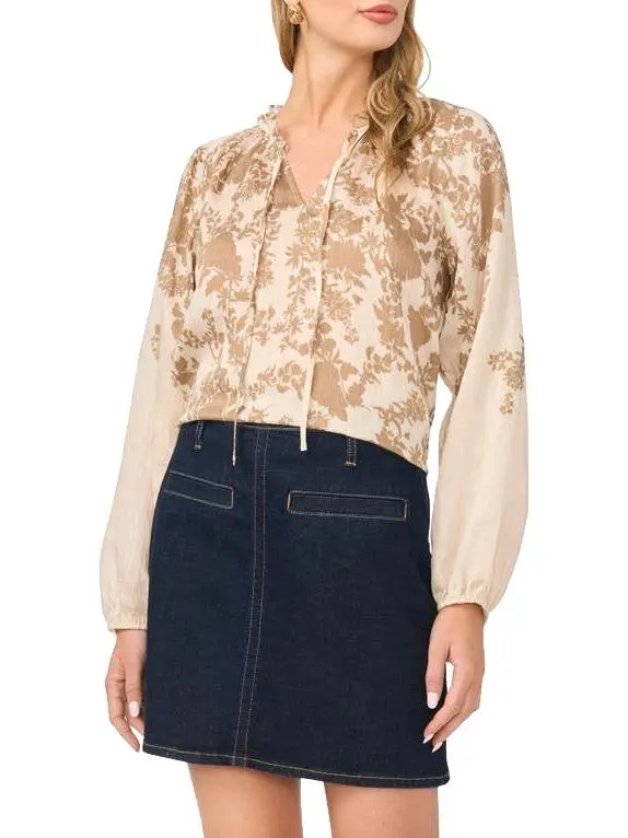 Vince Camuto Raglan Sleeve Split Neck Top - French Oak