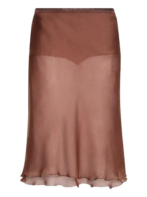 SIEDRES Colette Sheer Chiffon Midi Skirt - Brown