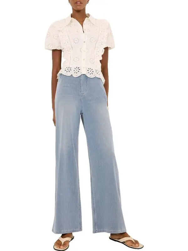 Mint Velvet Stretch Denim Wide Leg Travel Jeans - Blue